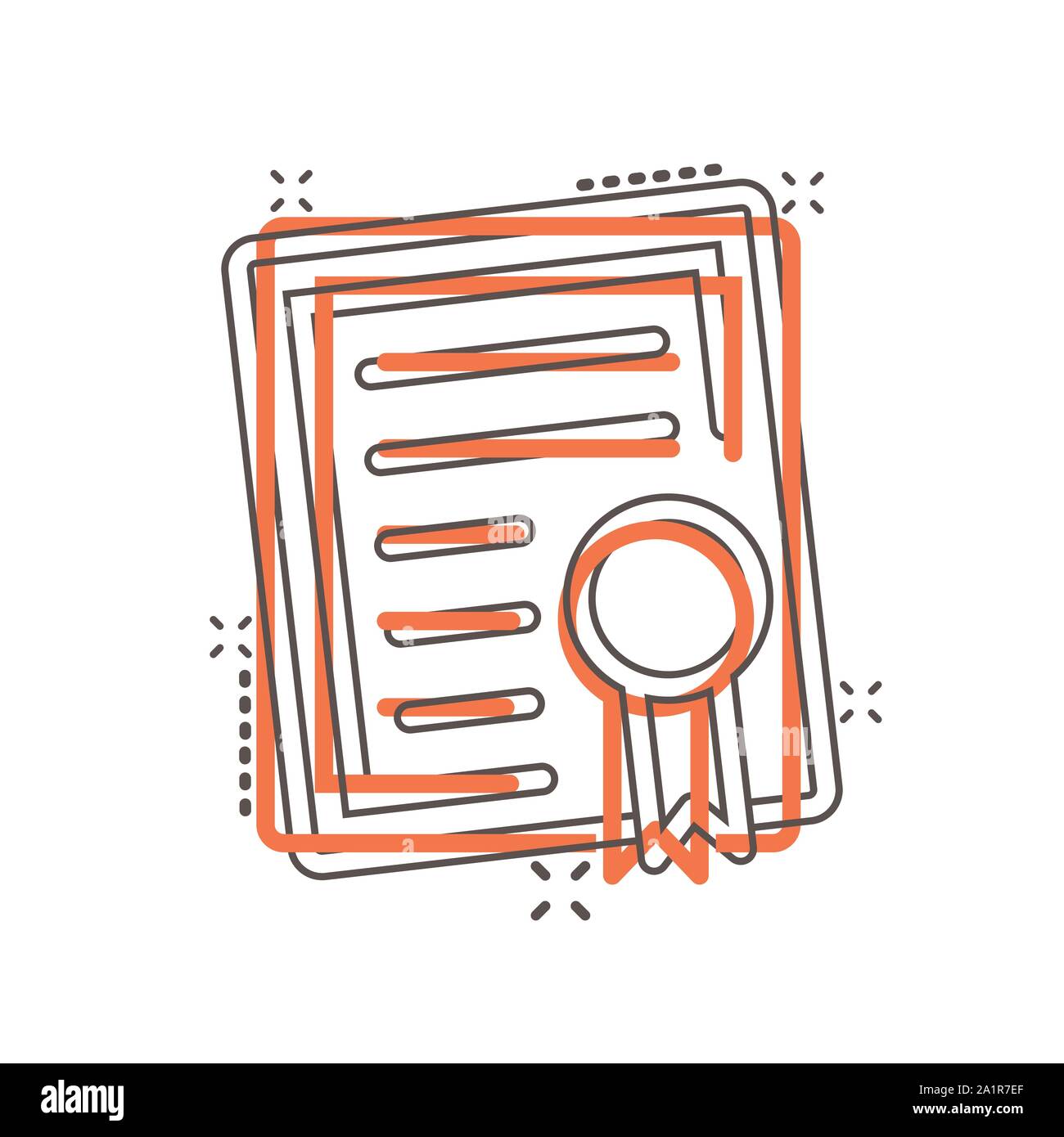 Certificate icon in comic style. License badge vector cartoon ...