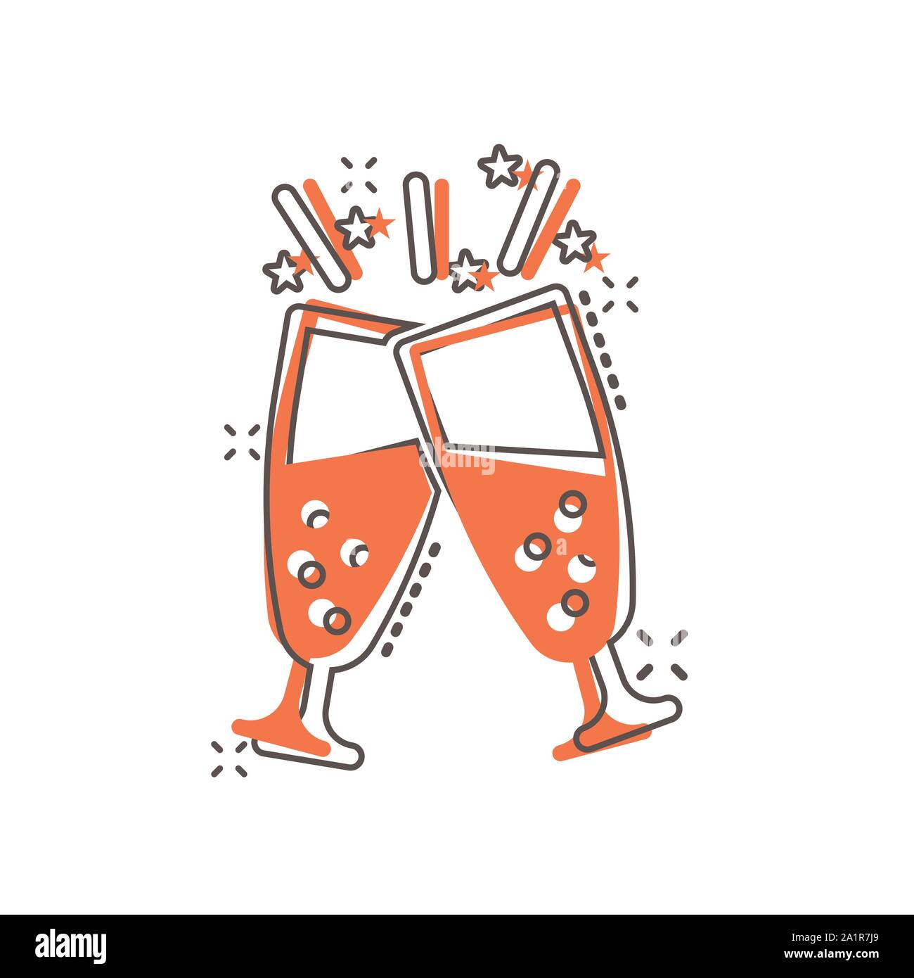 Champagne glass icon in comic style. Alcohol drink vector cartoon ...