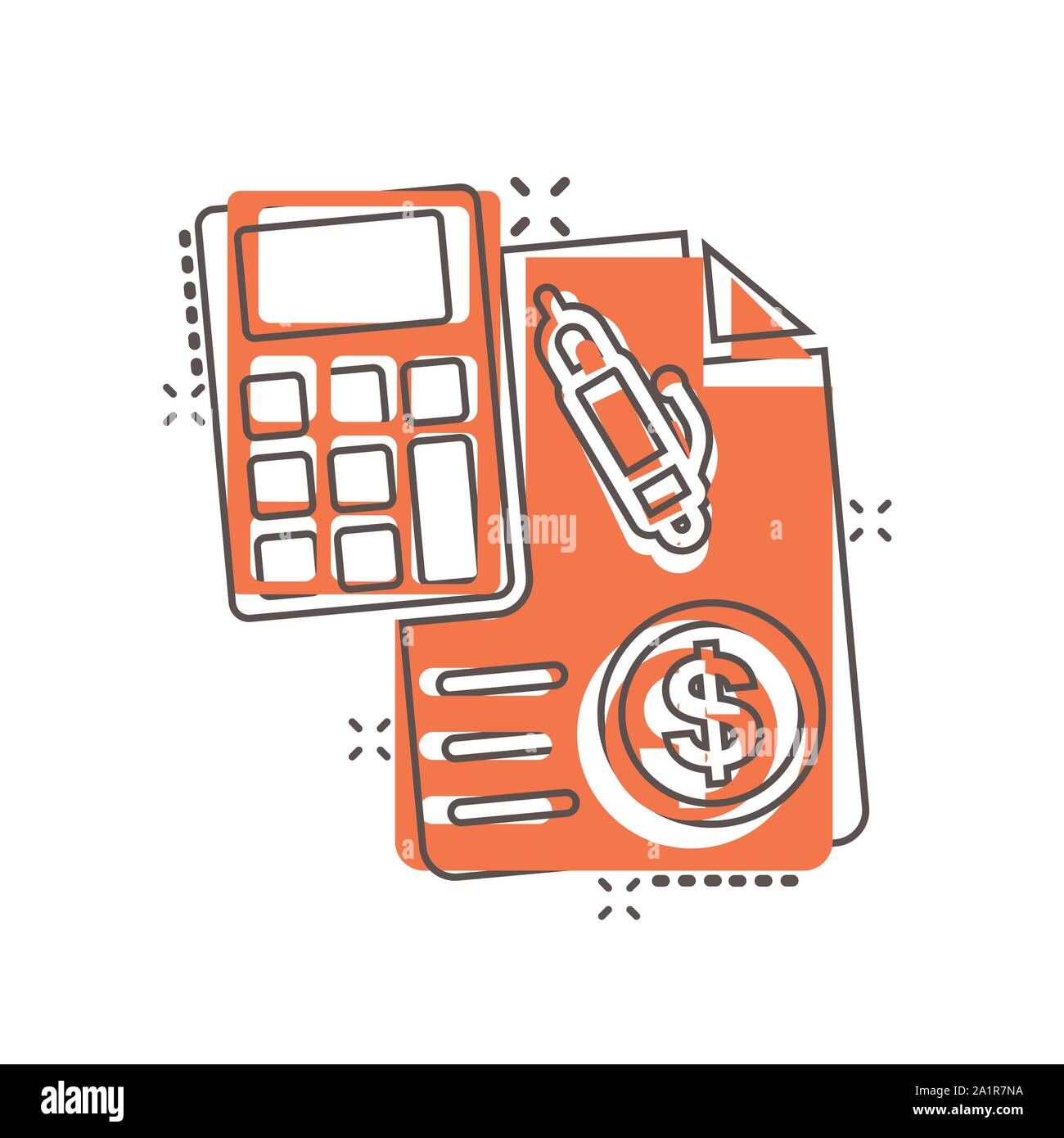 Money calculation icon in comic style. Budget banking vector cartoon ...