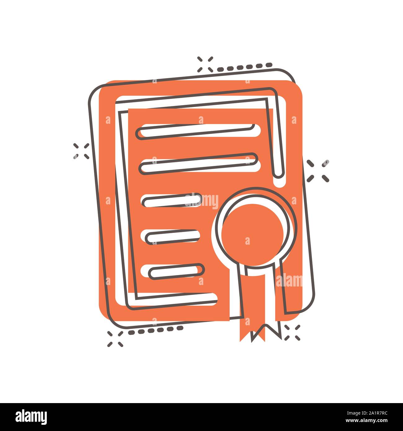 Certificate icon in comic style. License badge vector cartoon ...