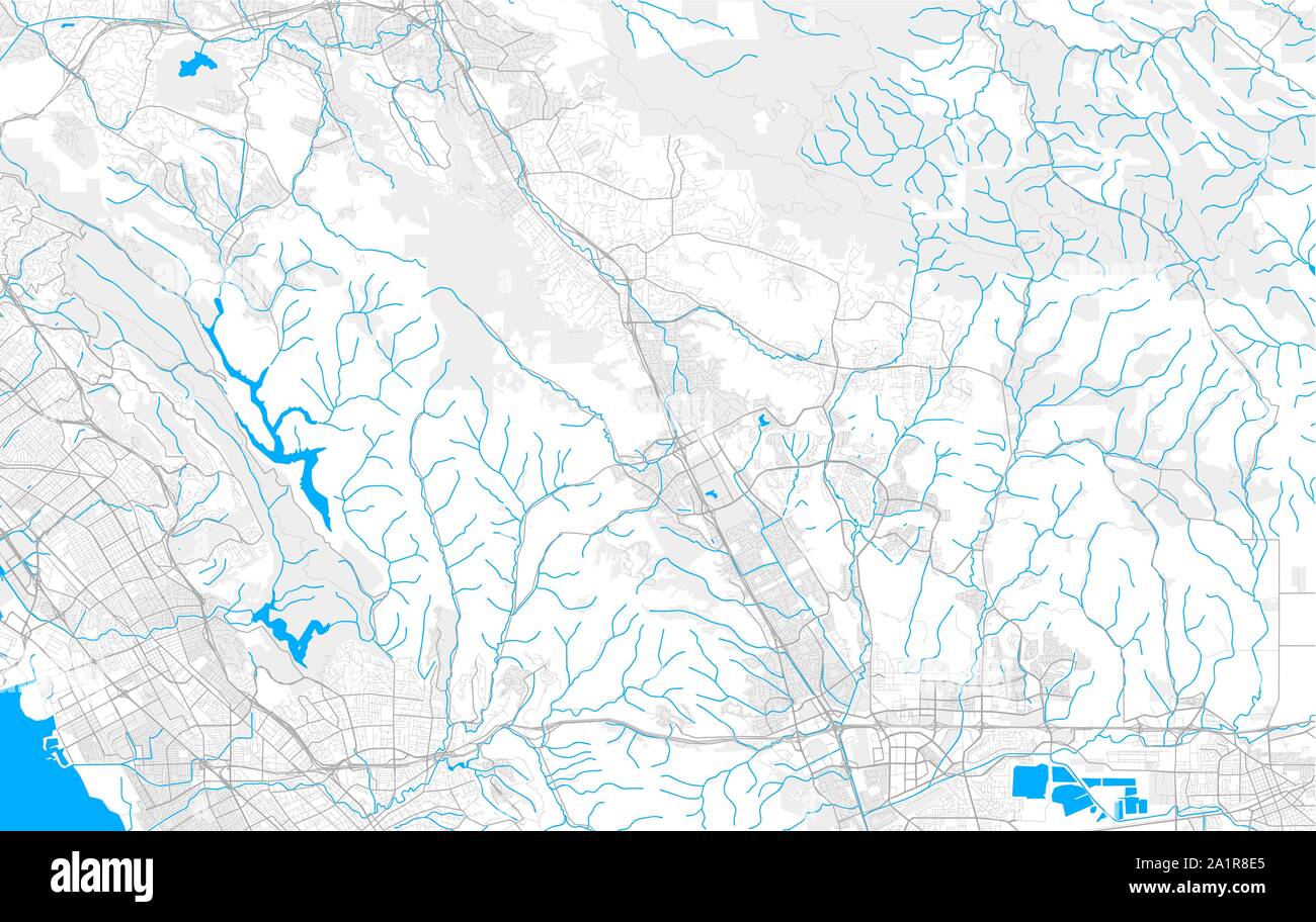 Rich detailed vector area map of San Ramon, California, USA. Map ...
