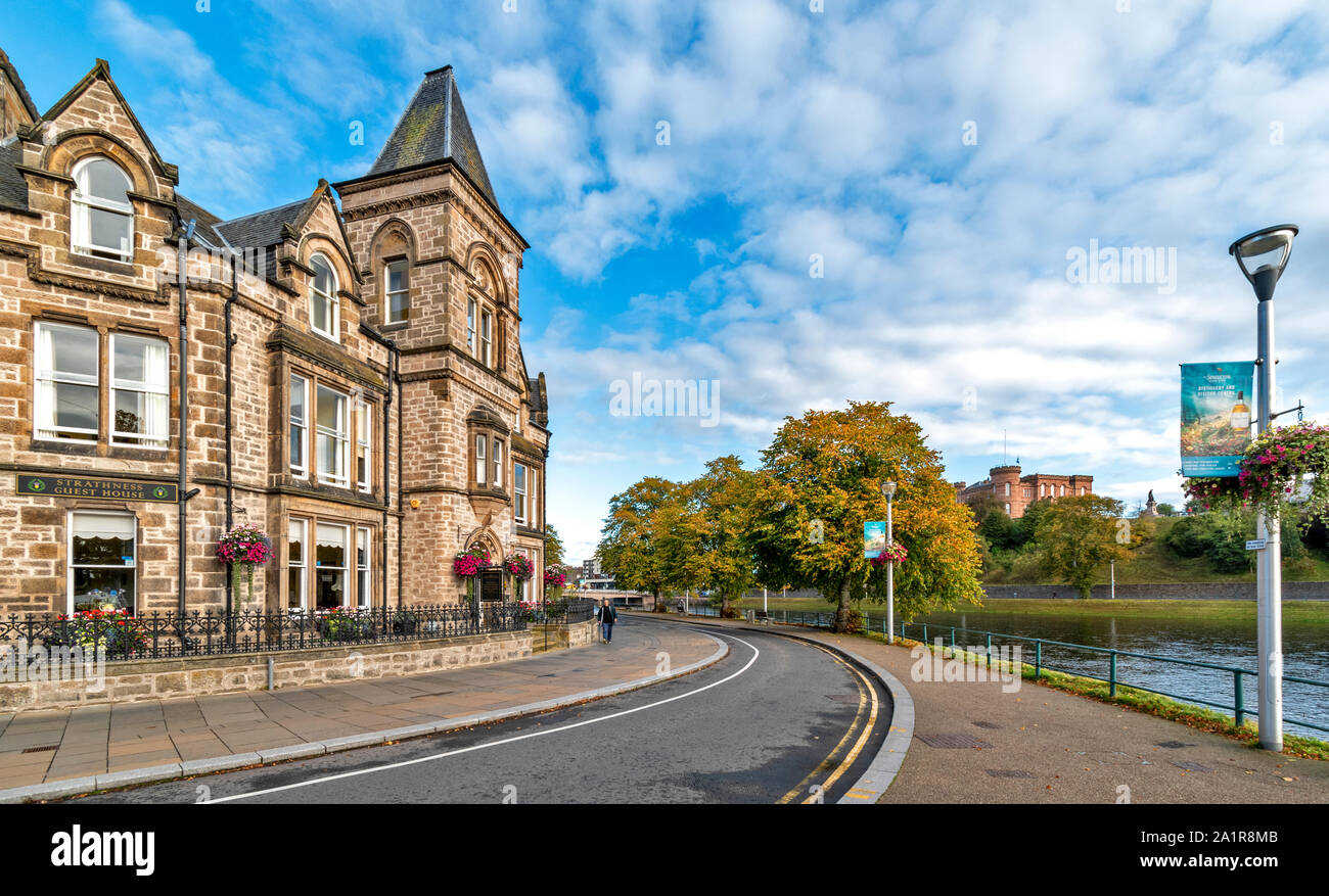 INVERNESS CITY SCOTLAND VIEW OF HOUSES AND THE CASTLE FROM NESS WALK ...