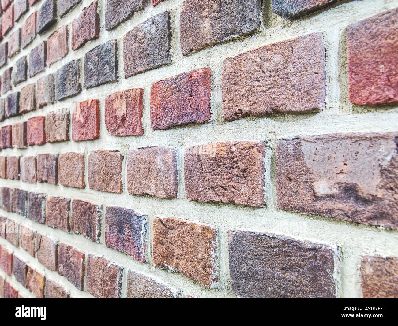 Perspective side view of old red brick wall. Red brick wall texture ...