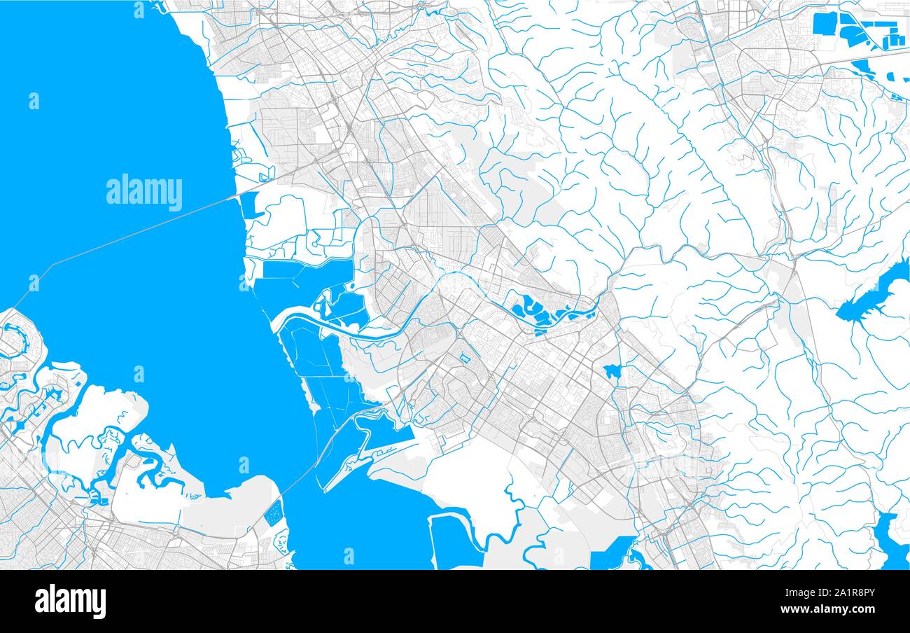 Rich detailed vector area map of Union City, California, USA. Map ...