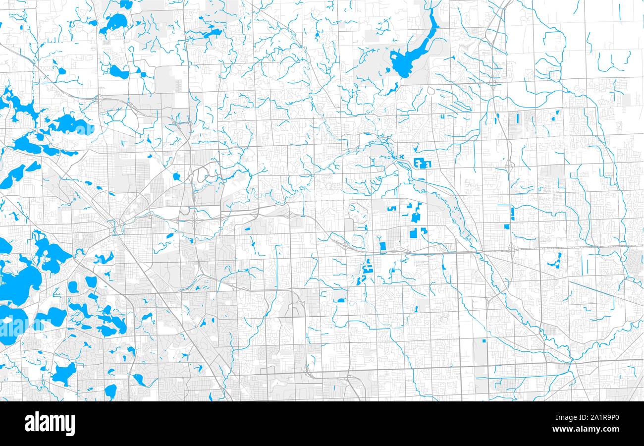 Rich detailed vector area map of Rochester Hills, Michigan, USA. Map ...