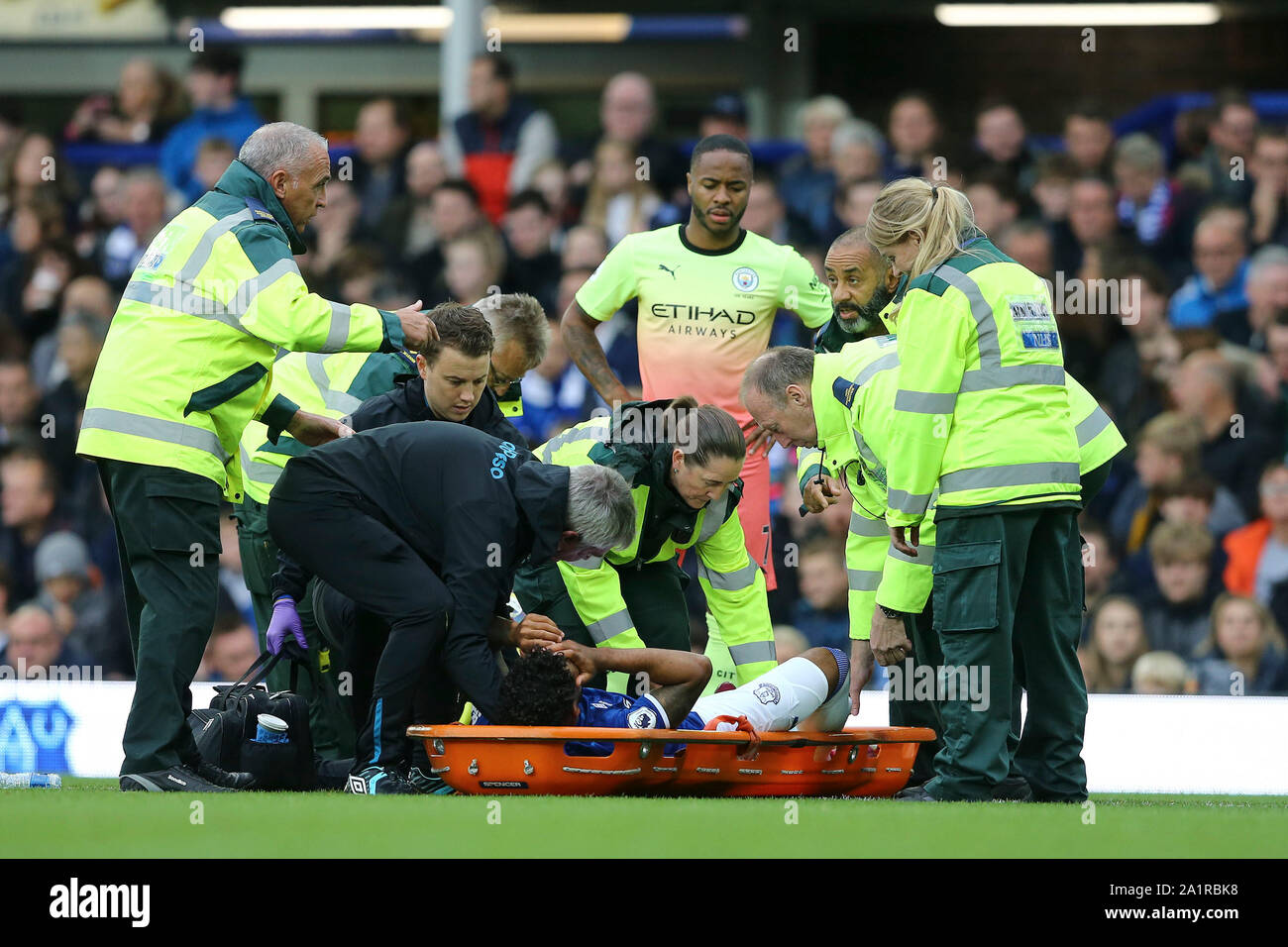 Stretcher on football pitch hi-res stock photography and images - Alamy