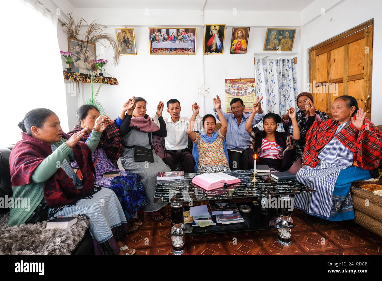 Weekly prayer meeting of a Catholic Small Christian Community in the ...
