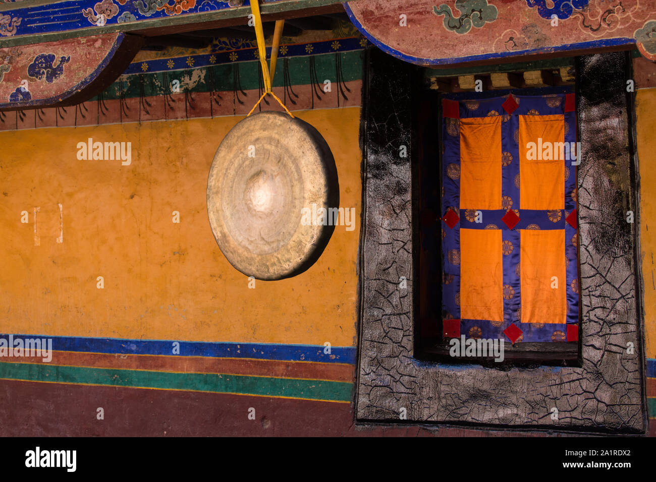 A gong at the Jokhang Temple, founded about 1652 A.D. and the most ...
