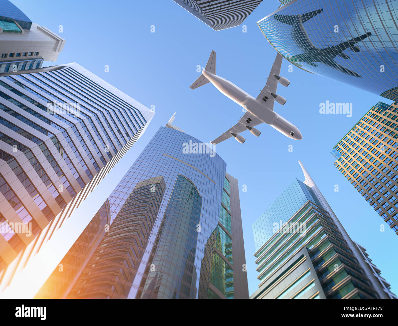 Airplane Flying Over City