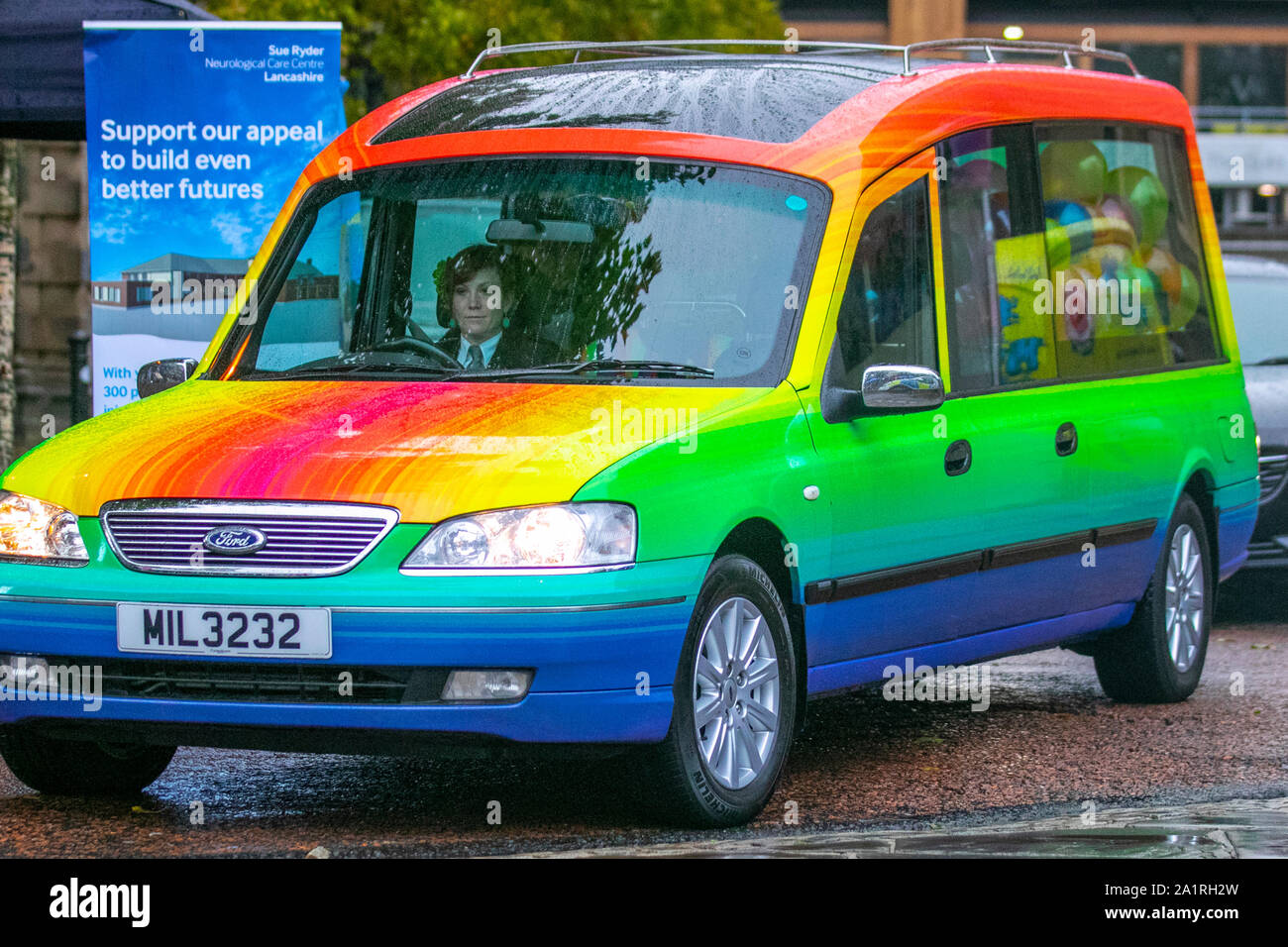 Colourful Rainbow Hearse Preston, Lancashire. UK Entertainment. Sept ...
