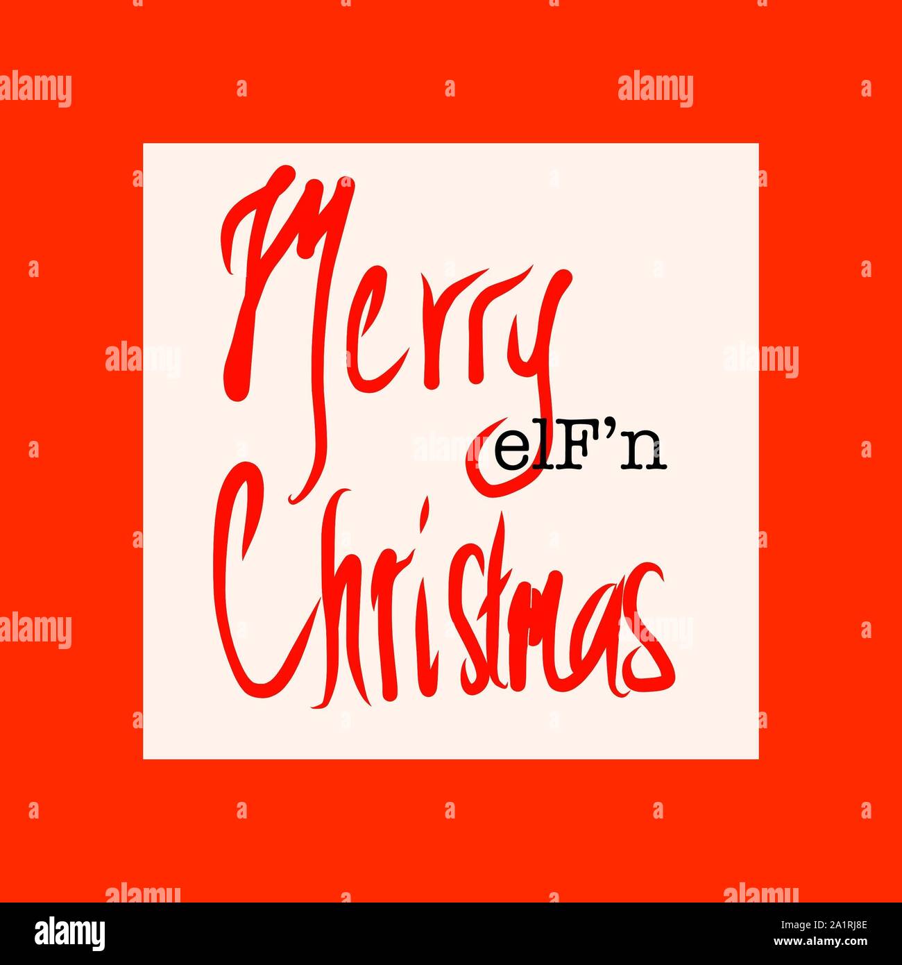 Funny Christmas text on red background Stock Photo - Alamy