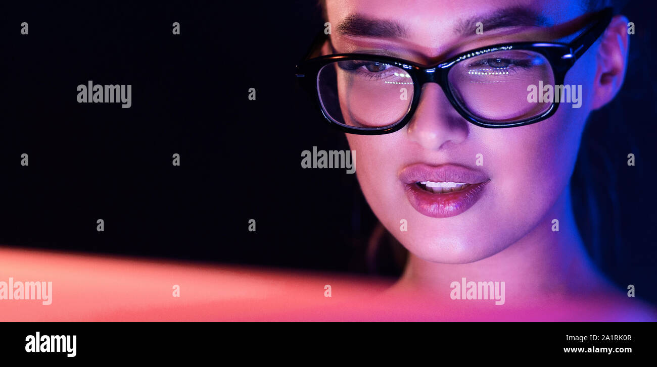 Woman working late on laptop hi-res stock photography and images - Alamy