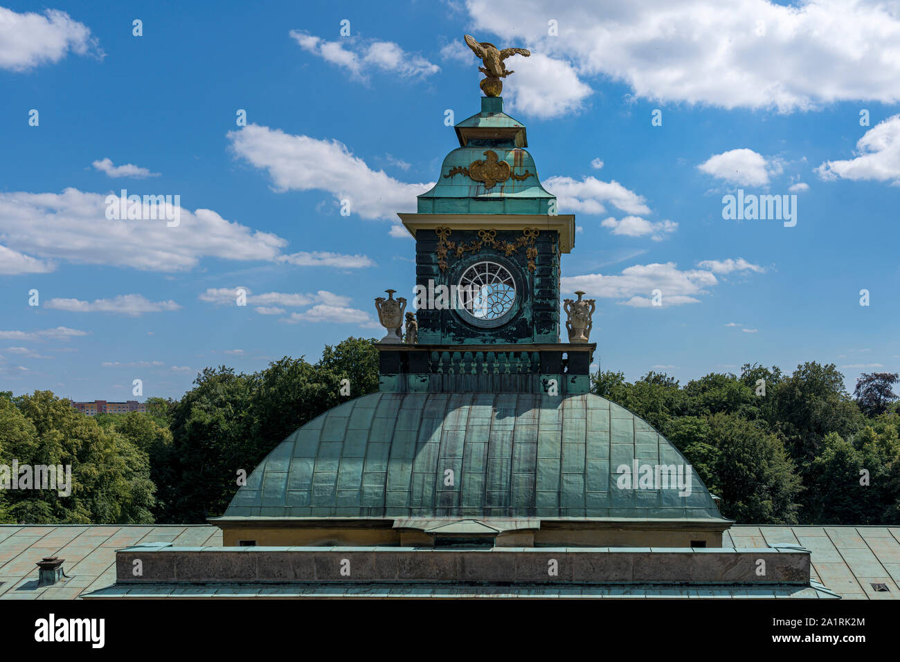 green roof of an old palace with blue sky Stock Photo - Alamy