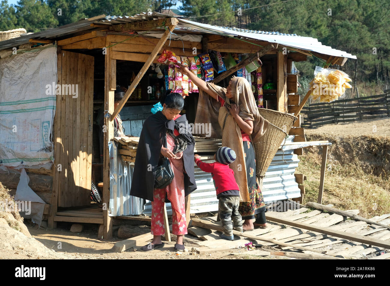 small local shop in Mairang city, Meghalaya state, Northeast India ...