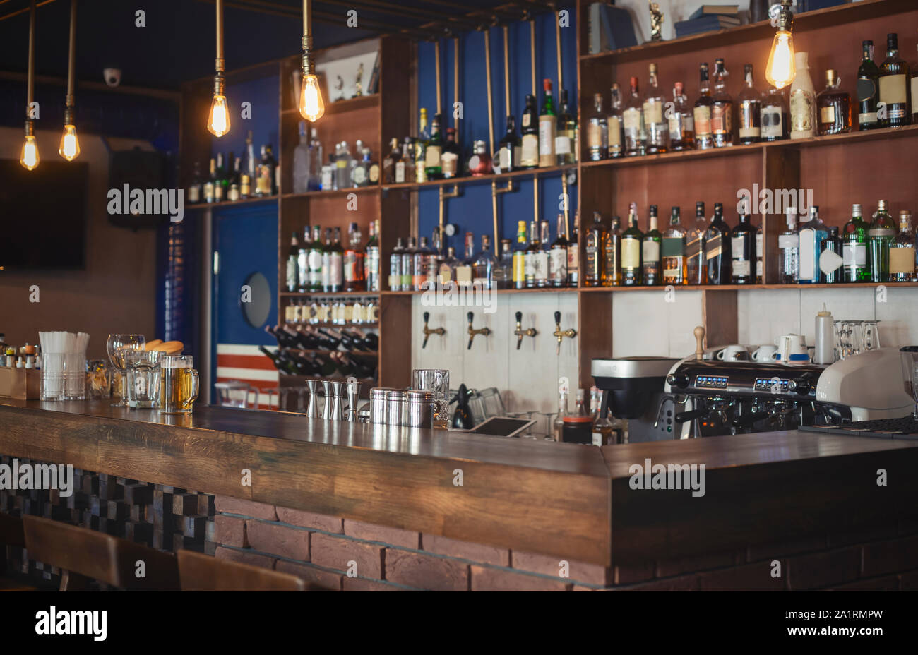 Empty bar counter at night hi-res stock photography and images - Alamy