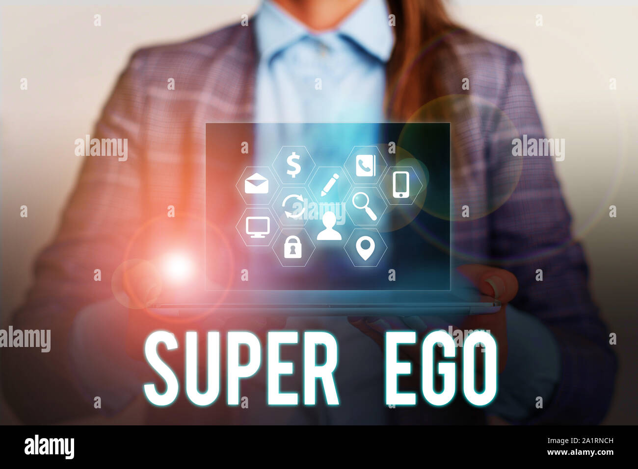 Conceptual hand writing showing Super Ego. Concept meaning The I or ...