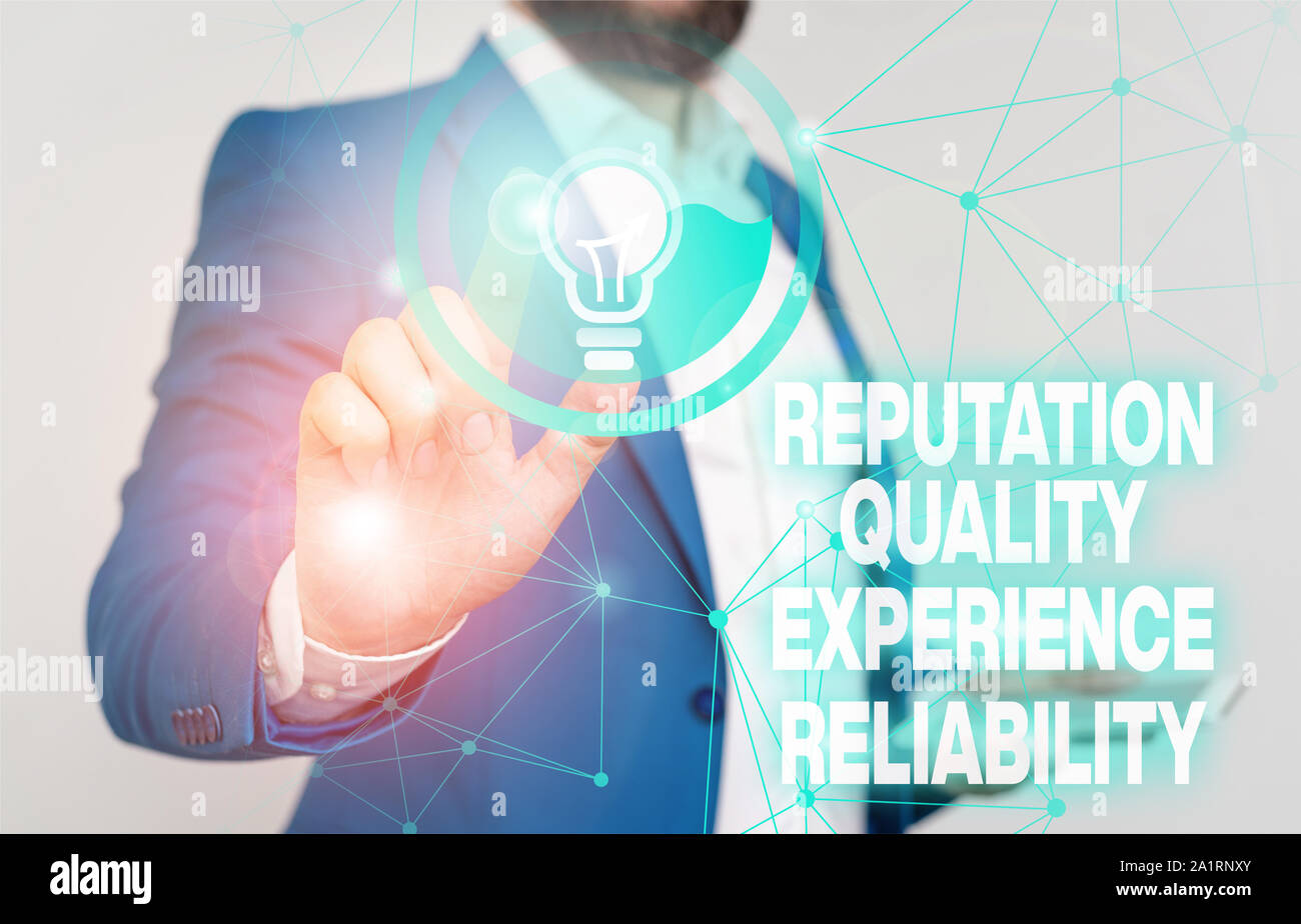 Word writing text Reputation Quality Experience Reliability. Business ...