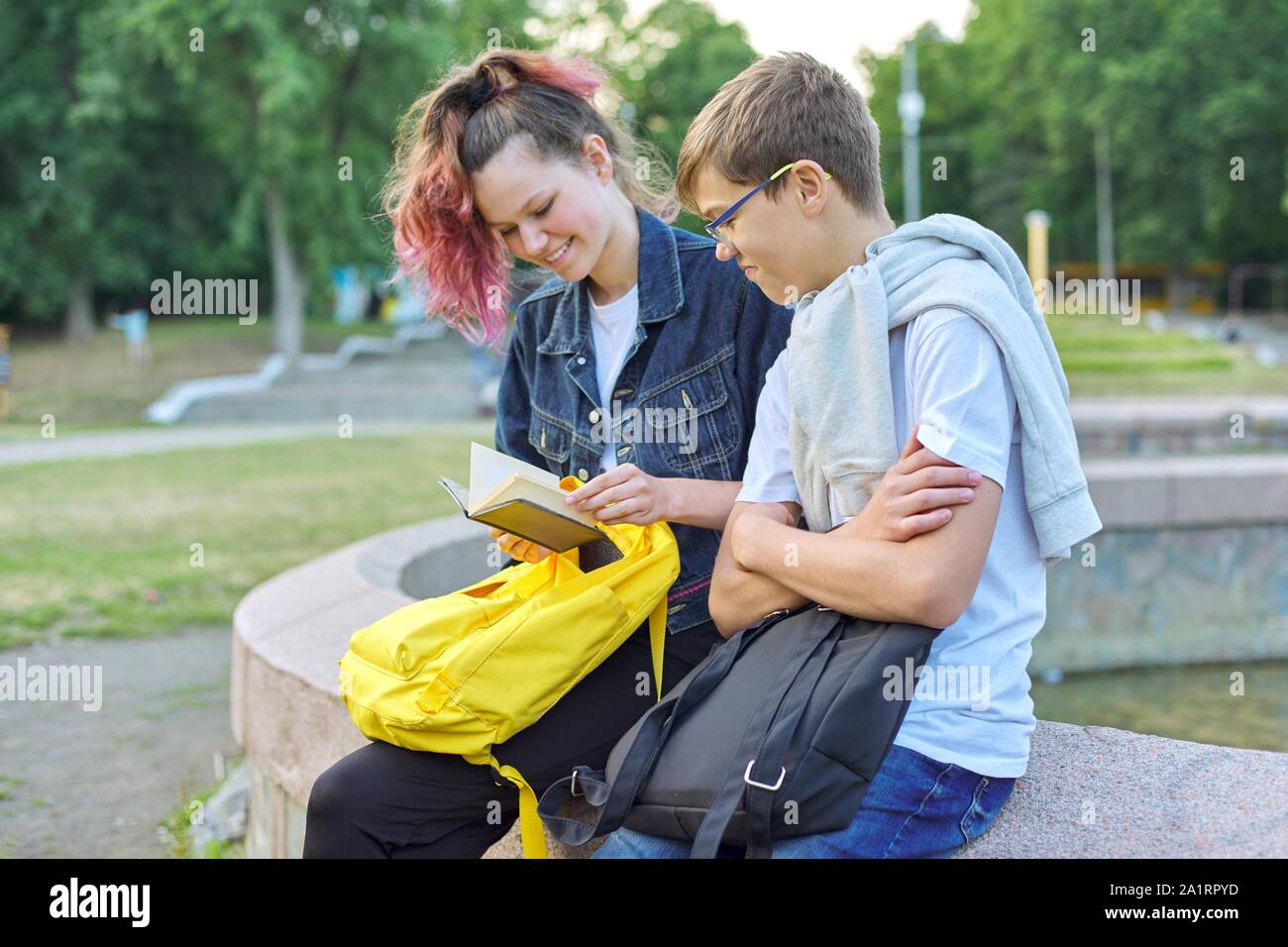 Teen Boy Girl Talking Outdoor High Resolution Stock Photography and ...