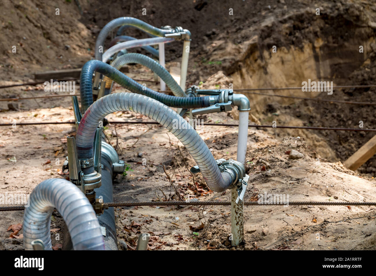 pumping station. groundwater drainage system pumps water out of the ...