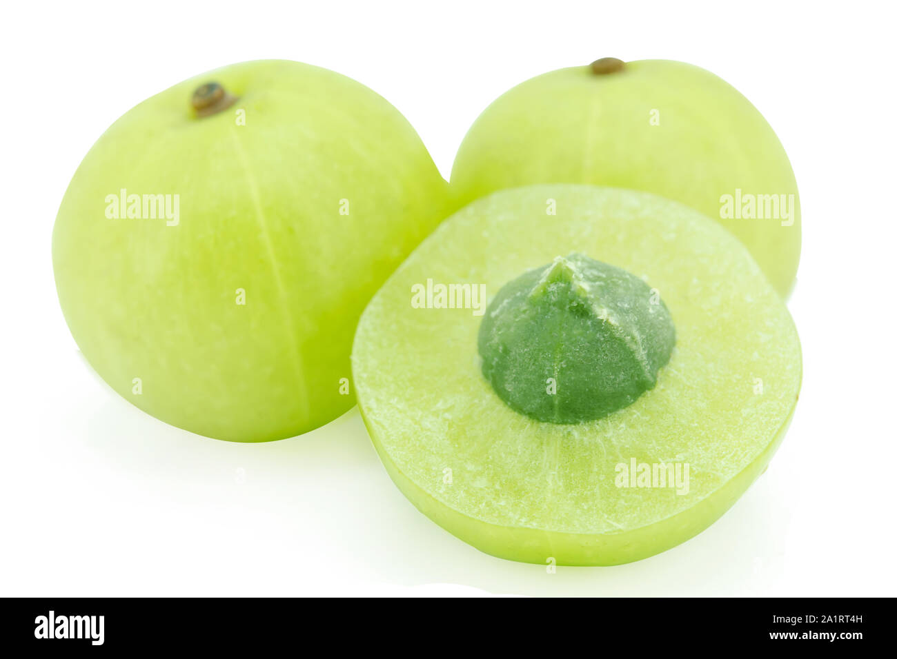 slice Indian gooseberry, amla green fruits isolated on white background ...