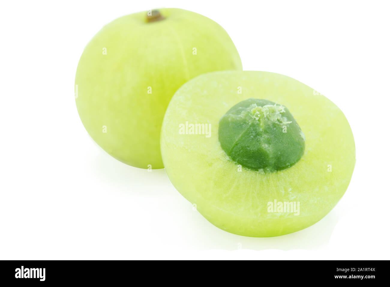 slice Indian gooseberry, amla green fruits isolated on white background ...