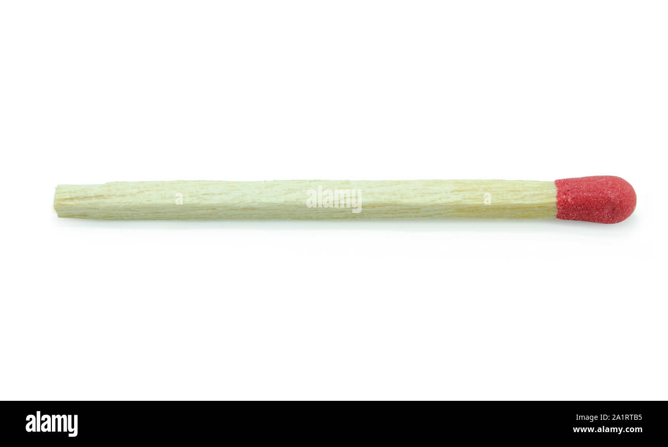 Close-up red match isolated on a white background with clipping path ...
