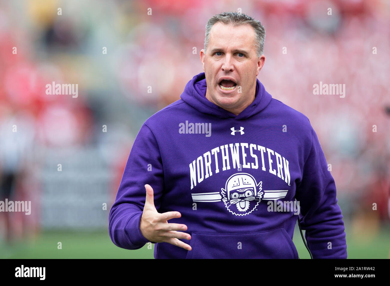 Madison, WI, USA. 28th Sep, 2019. Northwestern head coach Pat ...