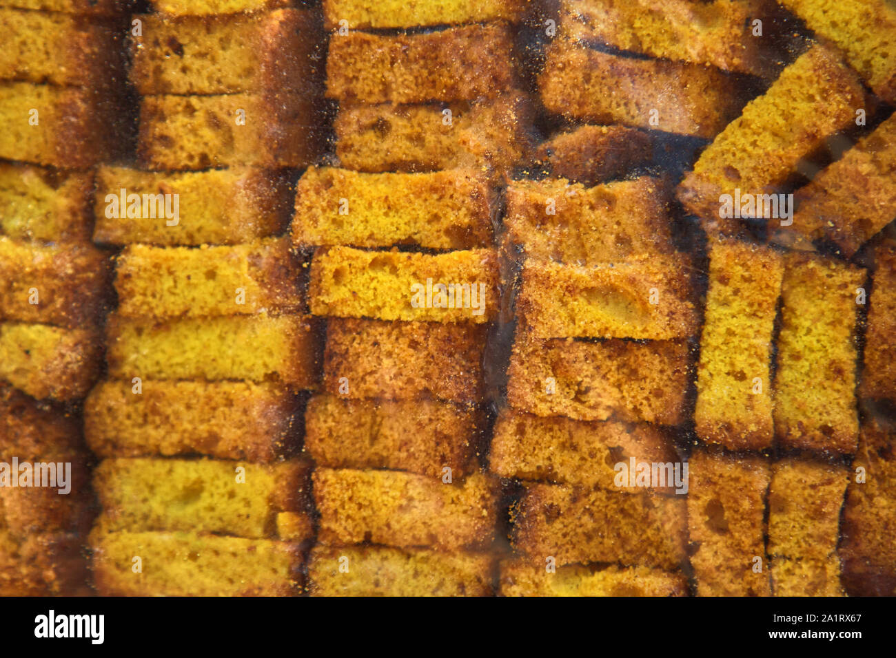 Sweet Indian cupcakes is folded in a stack. Bread and bakery background ...