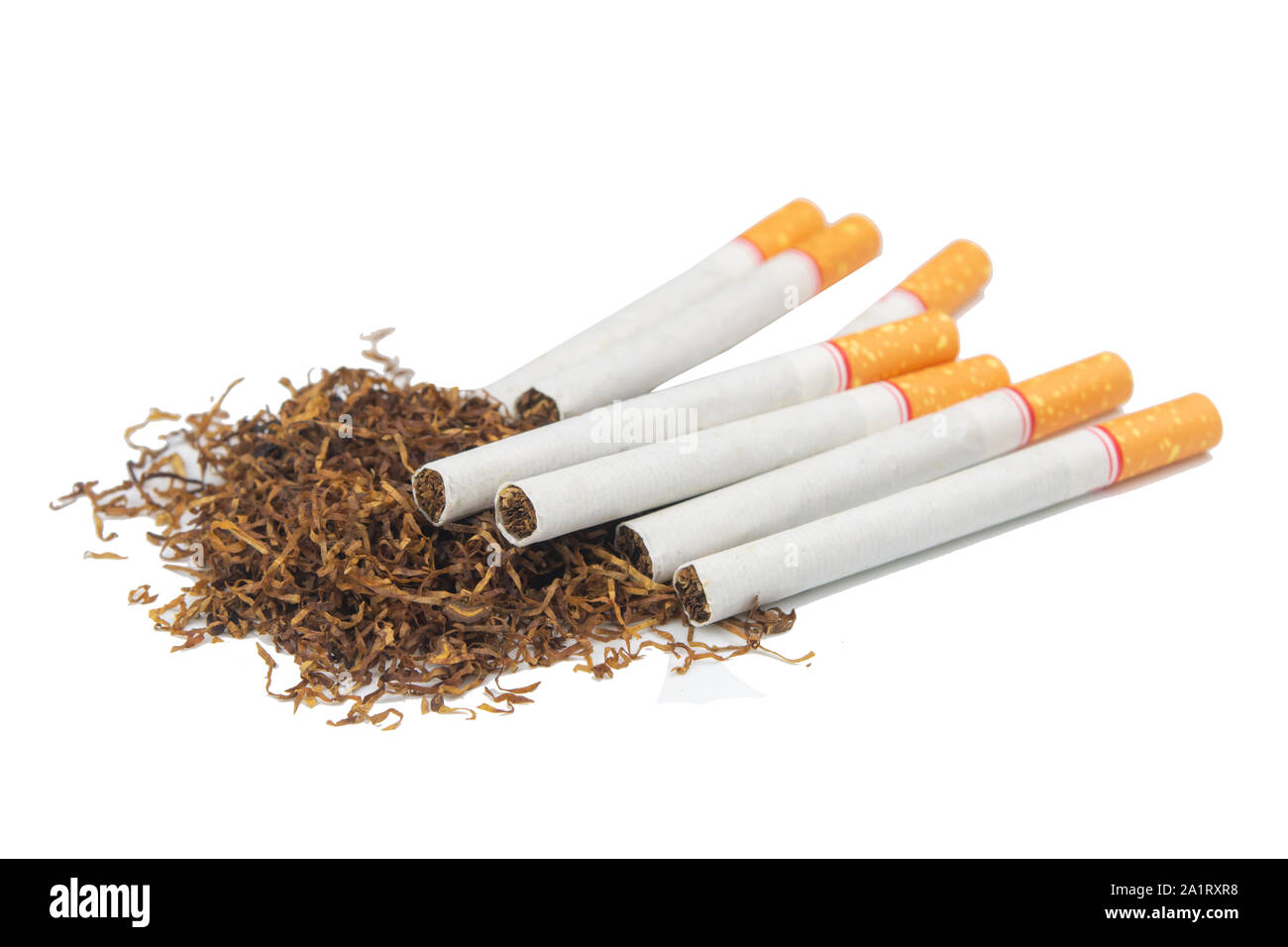 Cigarette and tobacco isolated on white background Stock Photo - Alamy
