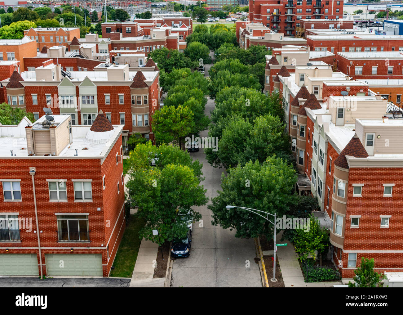 Overhead Residential Street View in Lincoln Park Chicago Stock Photo ...