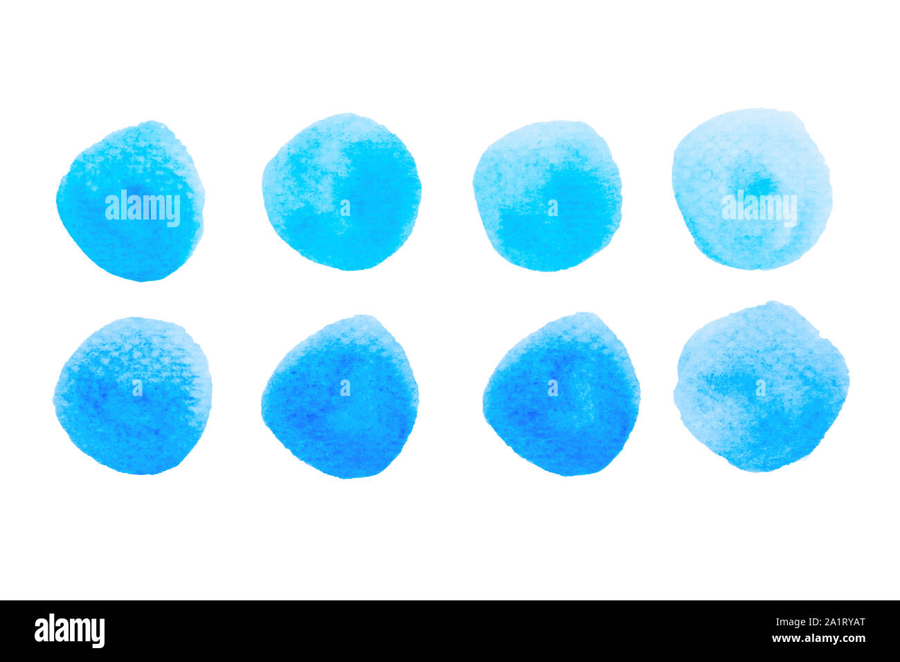 Set of watercolor sky blue, light blue spots isolated on white ...