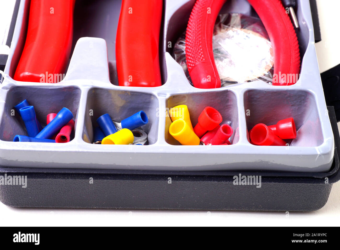 Handy gift type box of electrical tools and components for basic ...