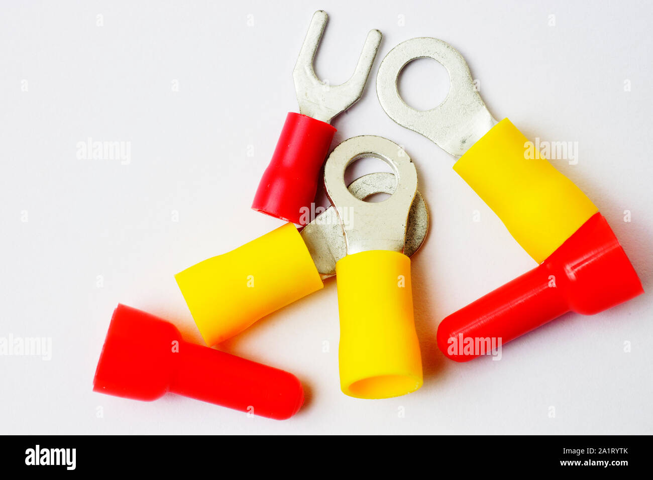 Electrical wire fastener components,isolated on white background Stock ...