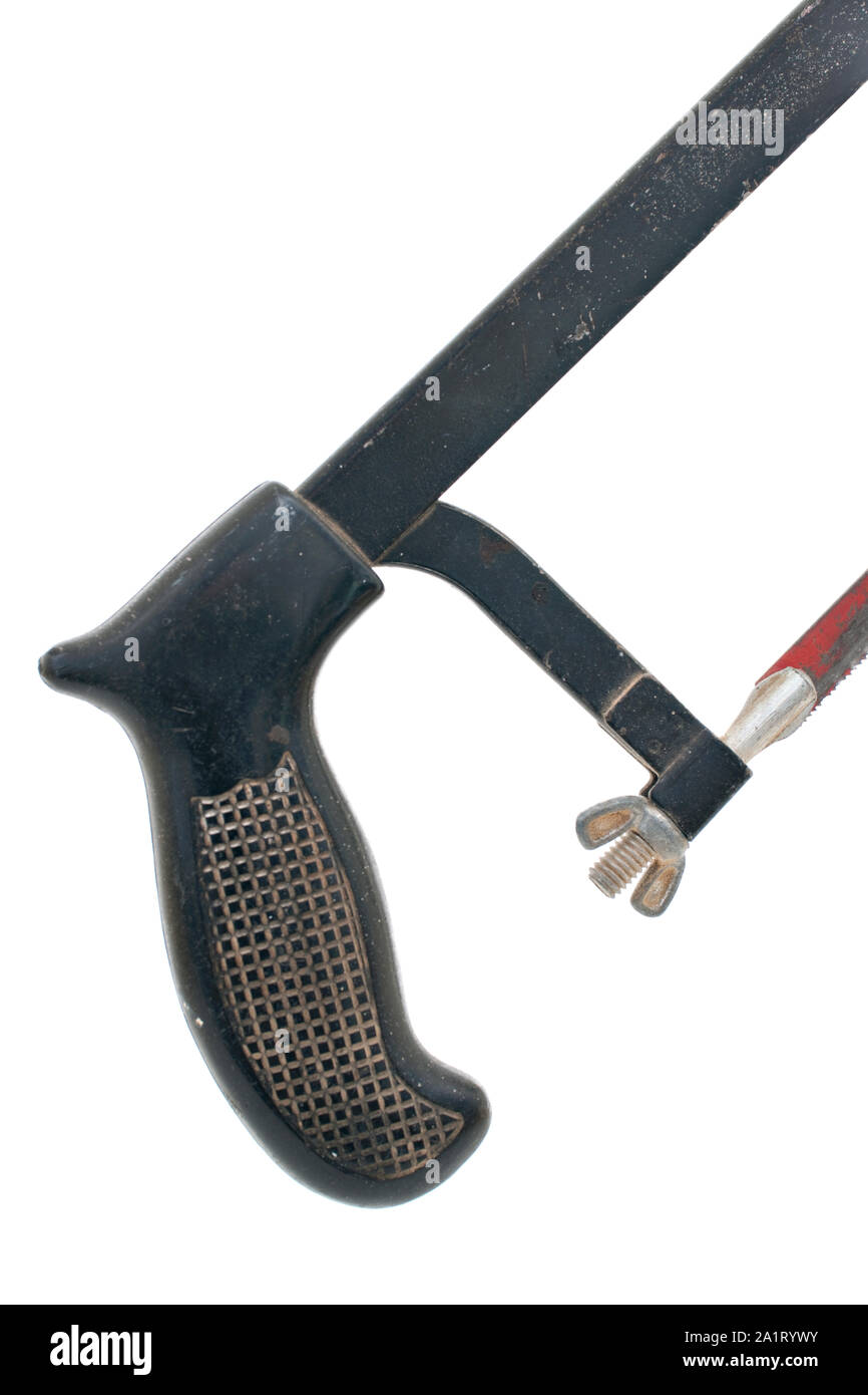 Hand held hack saw isolated on white background Stock Photo - Alamy