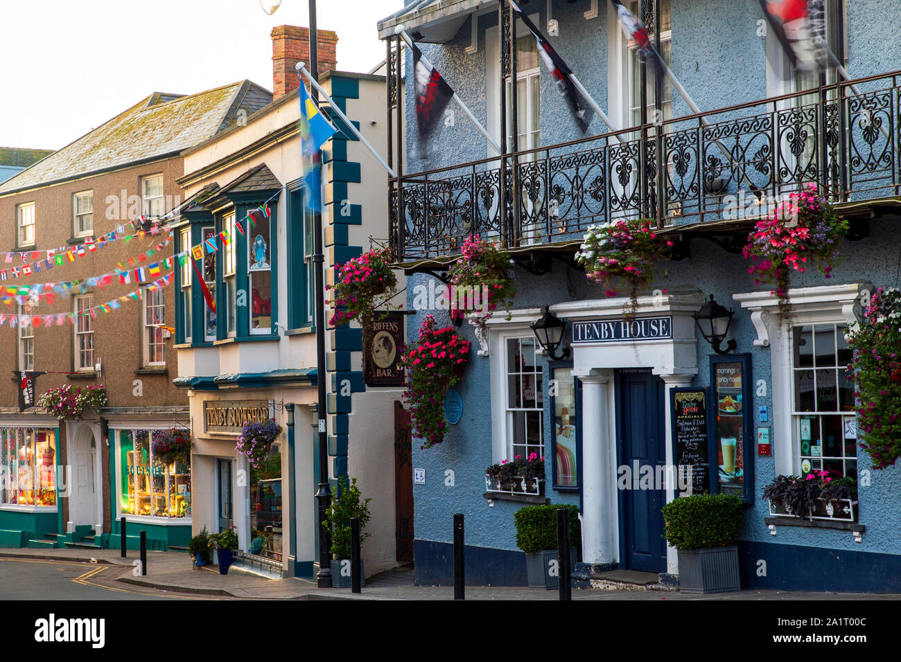 TENBY, WALES - SEPTEMBER 13Th 2019: Colorful buildings in the touristy ...