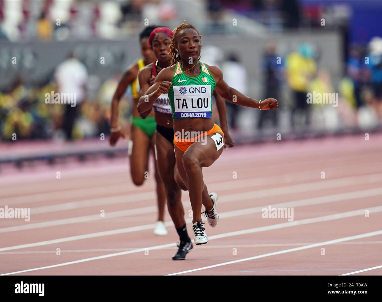 Doha, Qatar. 28th Sep, 2019. Marie-Josée Ta Lou of Cote D'ivoire ...