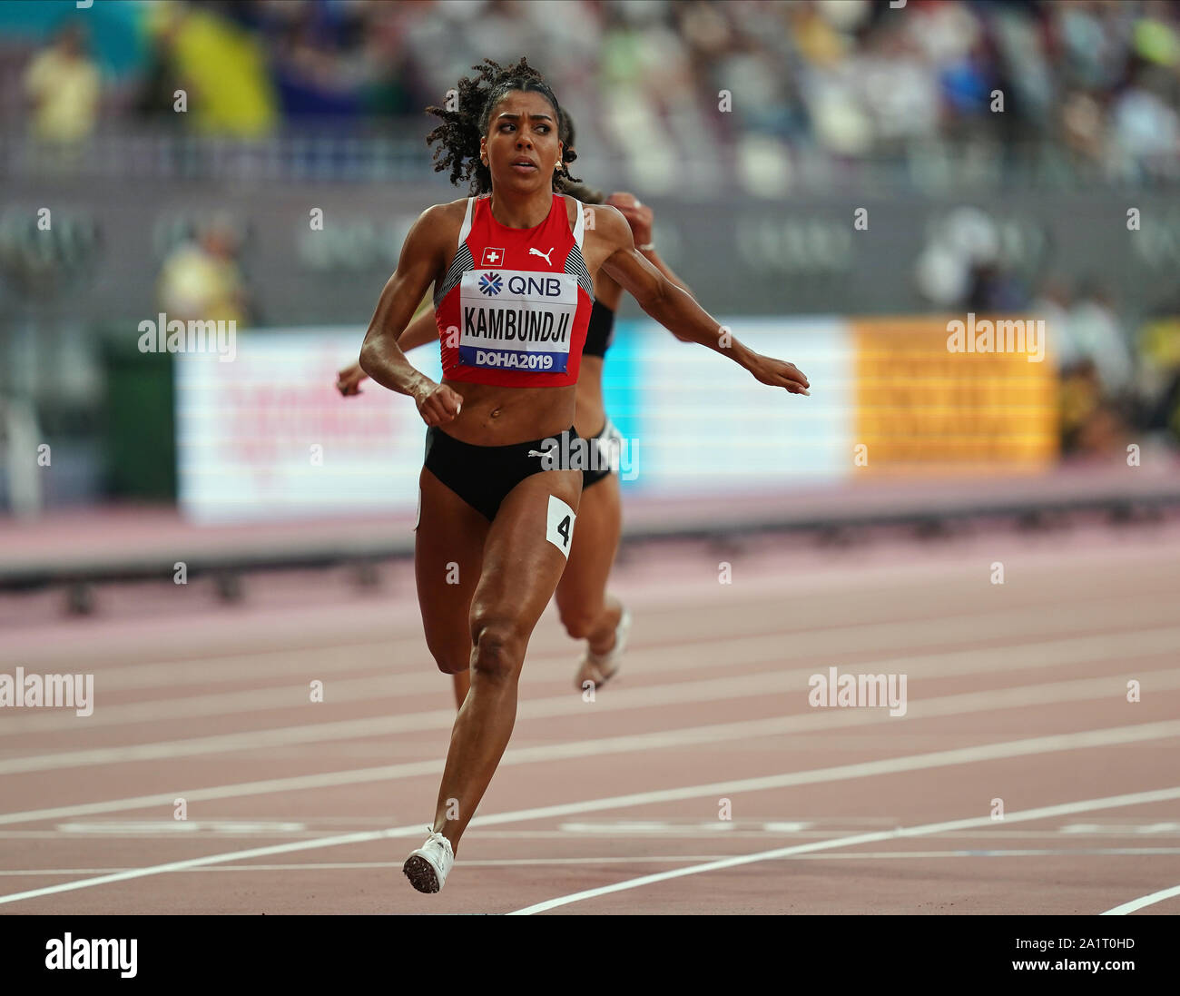 Doha, Qatar. 28th Sep, 2019. Mujinga Kambundji of Switzerland competing ...