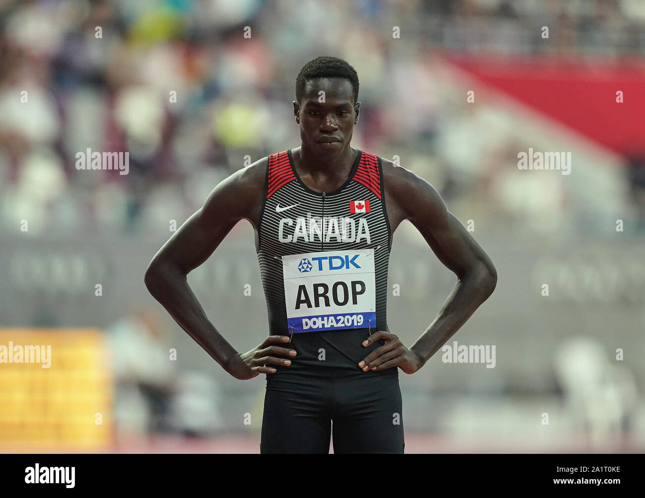 Doha, Qatar. 28th Sep, 2019. Marco Arop of Canada competing in the 800 ...