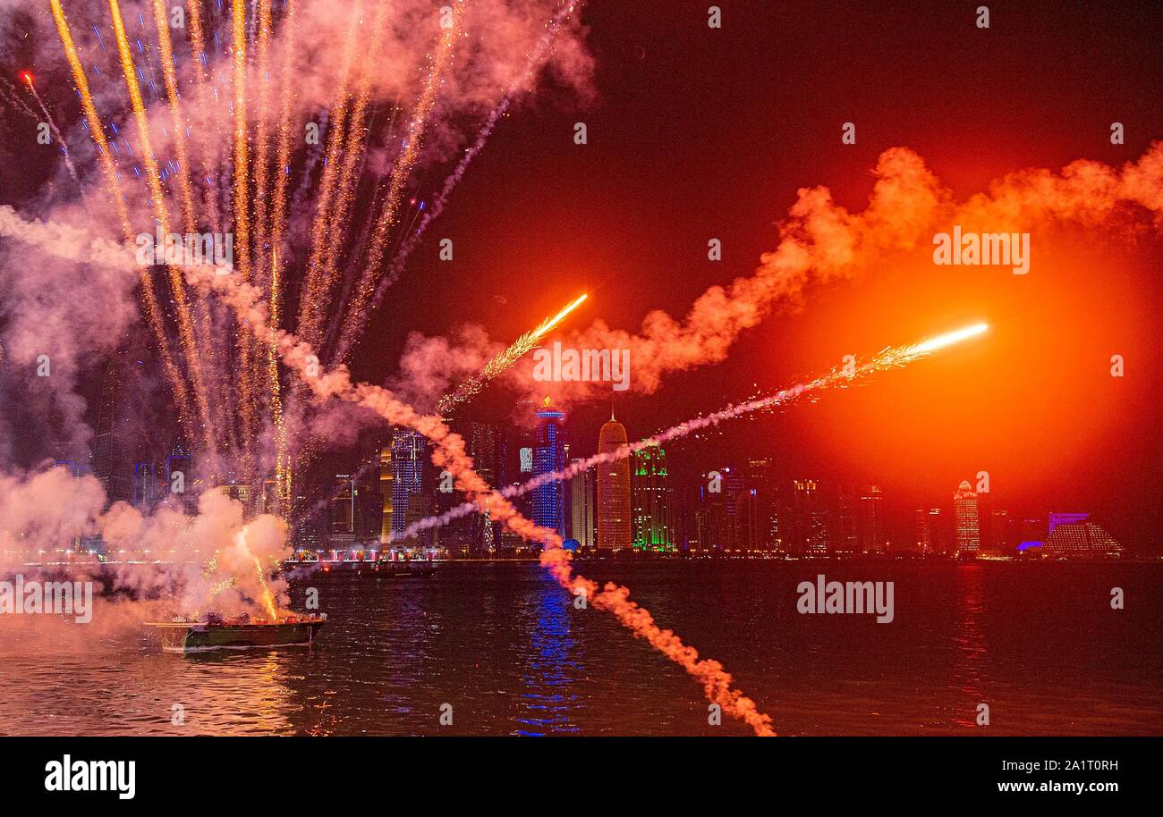 Doha fireworks hi-res stock photography and images - Alamy