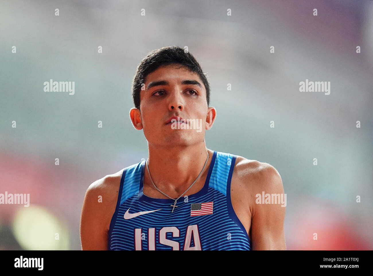 Doha, Qatar. 28th Sep, 2019. Bryce Hoppel of United States competing in ...