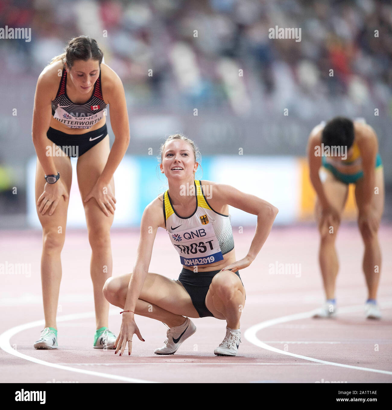 Doha, Katar. 27th Sep, 2019. Katharina TROST (Germany) Good mood after ...