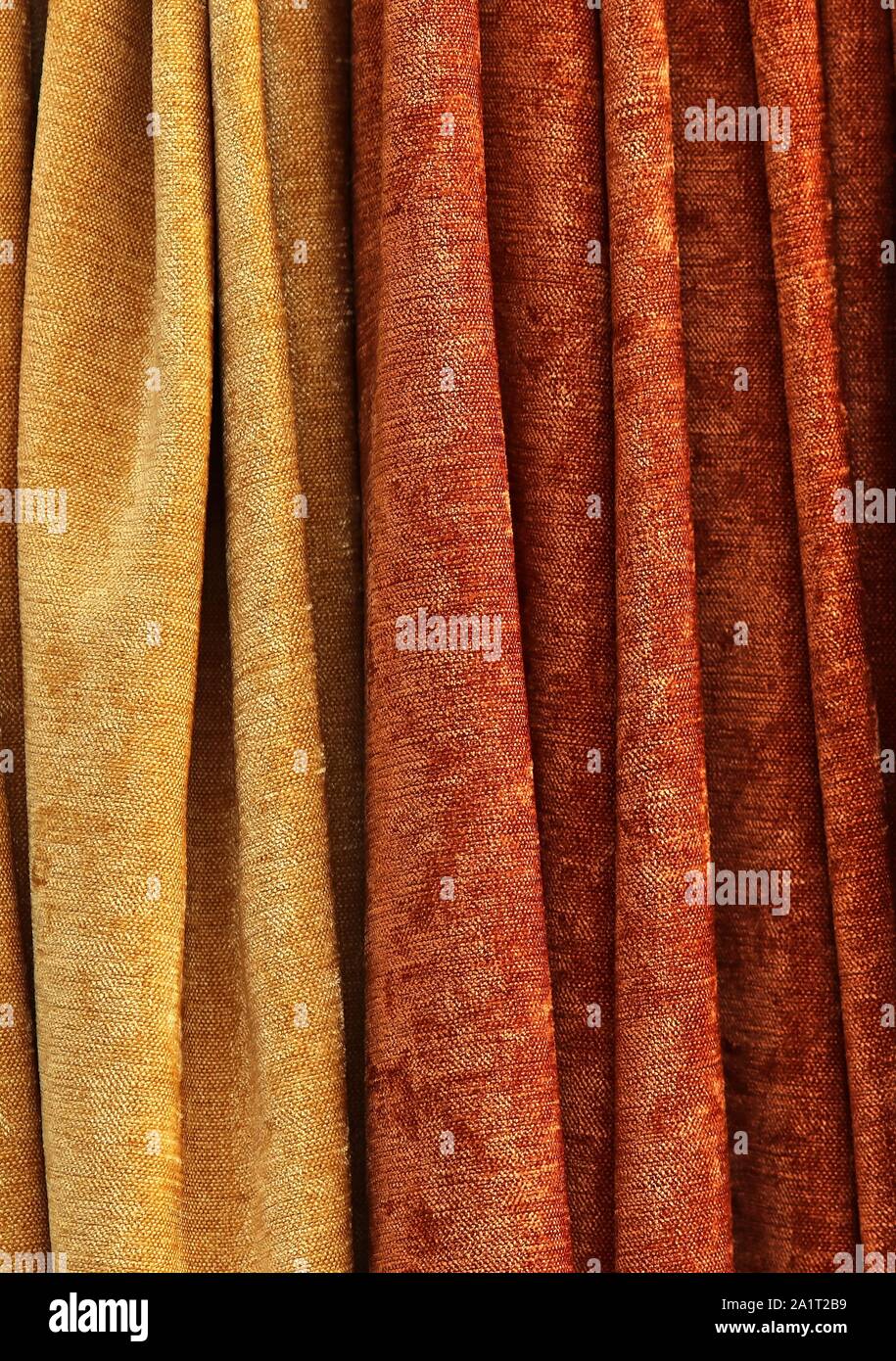 Colorful detailed fabric textures of different cloth types in a close ...