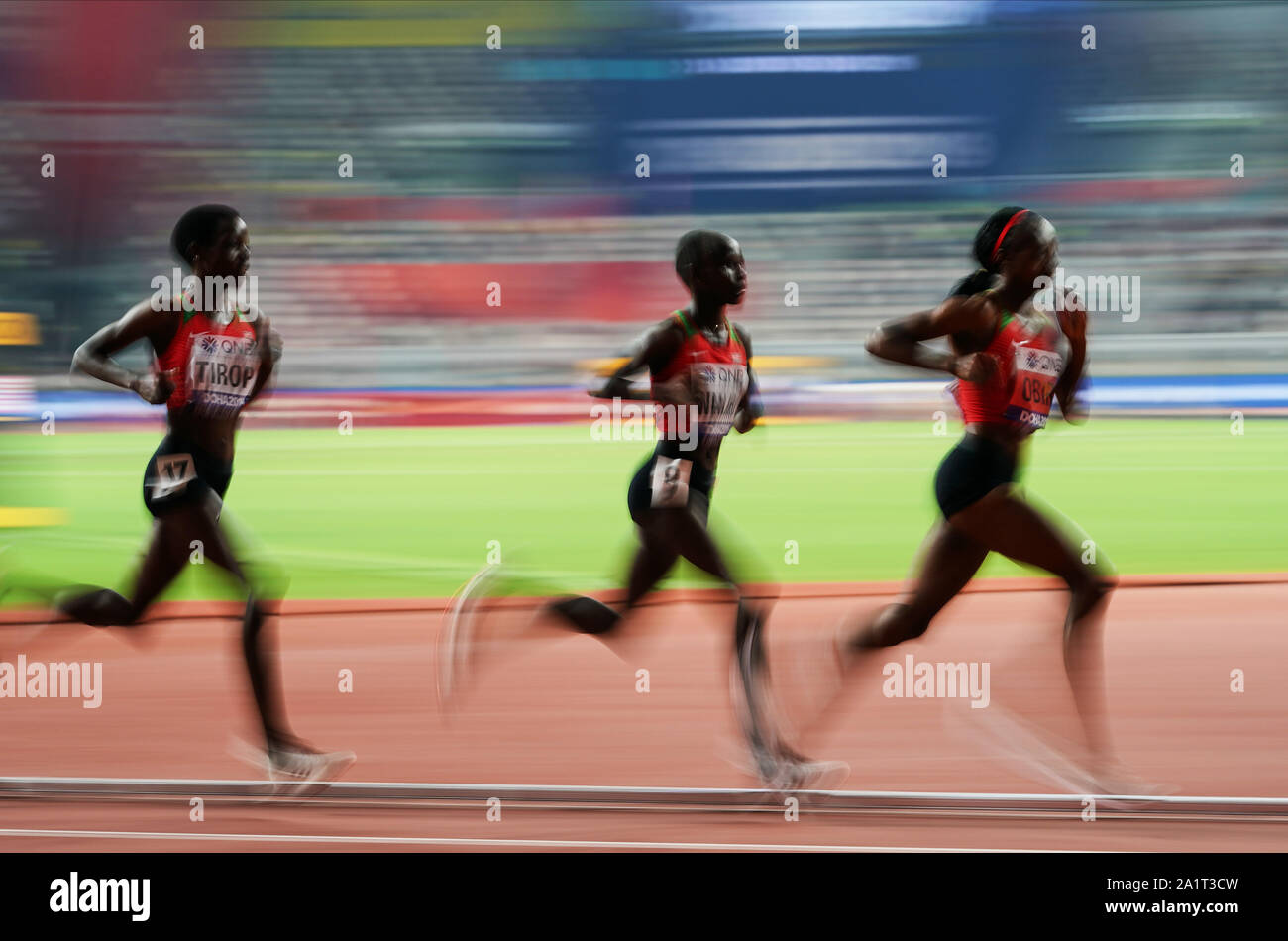 Doha, Qatar. 28th Sep, 2019. Agnes Jebet Tirop of Kenya and Rosemary ...