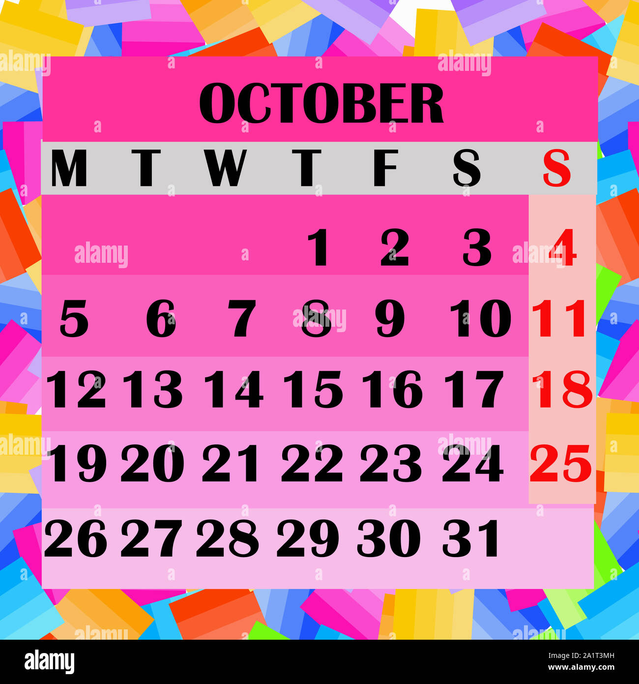 Calendar design month october 2020. Year 2020 calendar. Simple design ...
