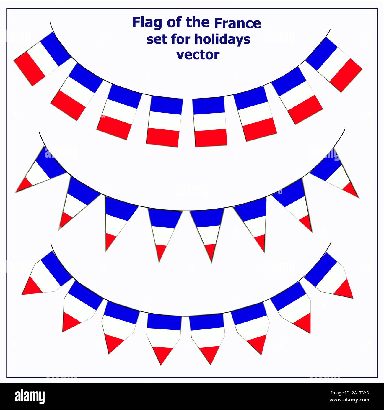 Bright set with flags France for holidays. Vector illustration with ...