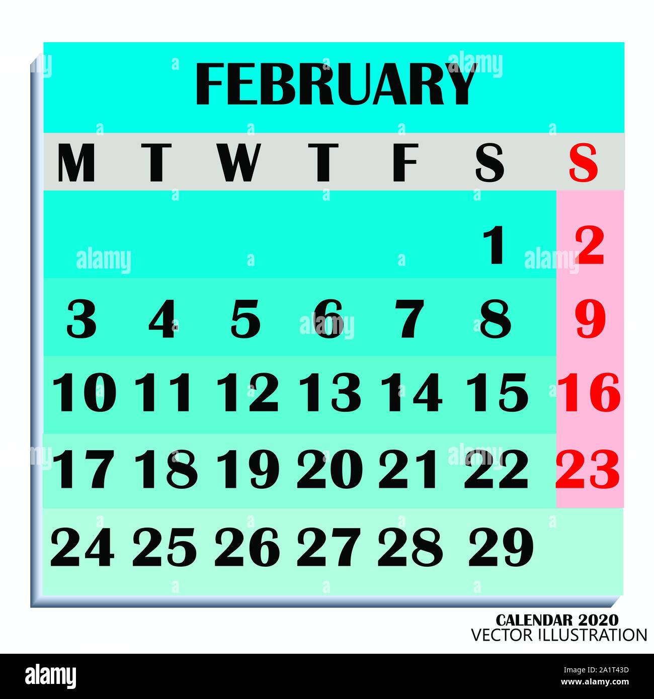 Calendar design month february 2020. Year 2020 calendar. Colorful ...