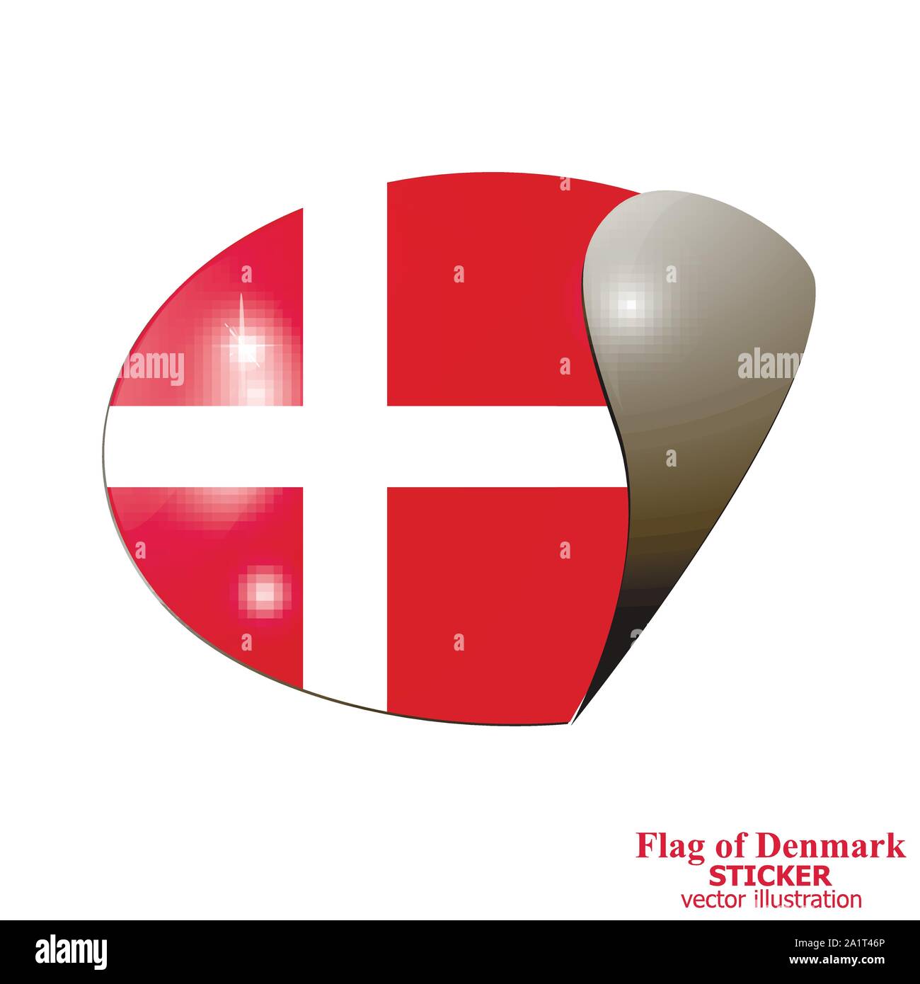 Bright sticker with flag of Denmark. Colorful illustration with flag ...