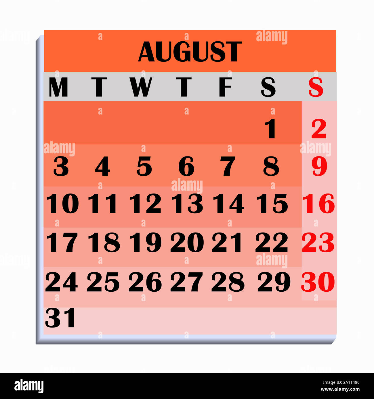 Calendar design month august 2020. Year 2020 calendar. Colorful design ...