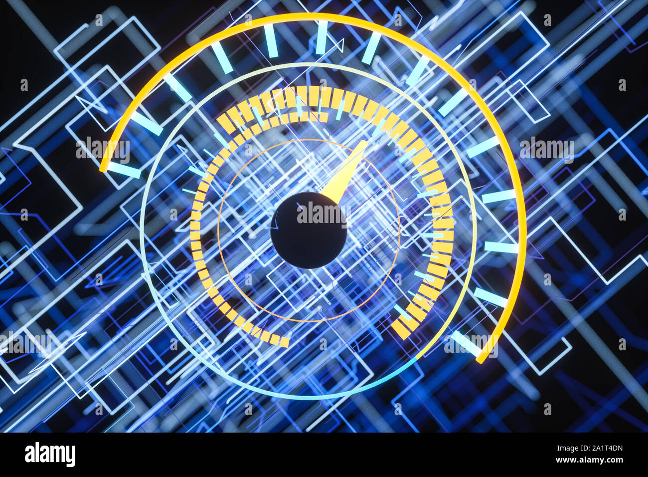 Digital drawing of dashboard with glowing lines, 3d rendering. Computer ...