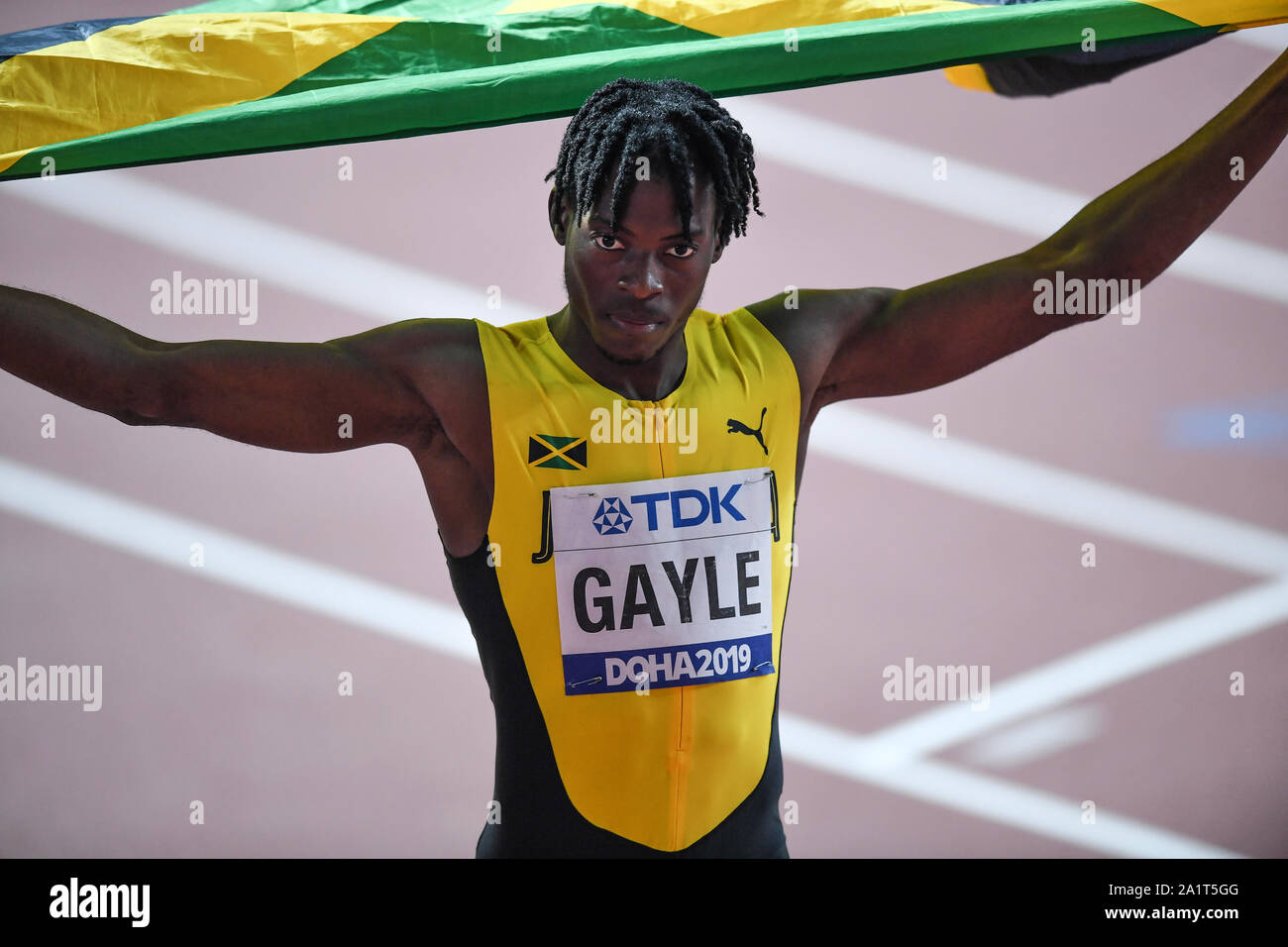 Tajay Gayle (Jamaica) wins the gold medal in the Long Jump Men final ...